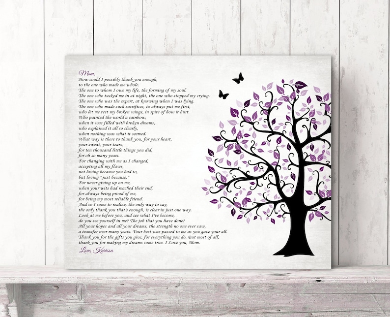 GIFT FOR MOM Mother's Day Gift Thank You Poem - Etsy