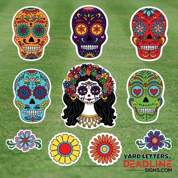 Dia De Los Muertos Half Sheet Bundle 10 Piece Yard Sign - Etsy