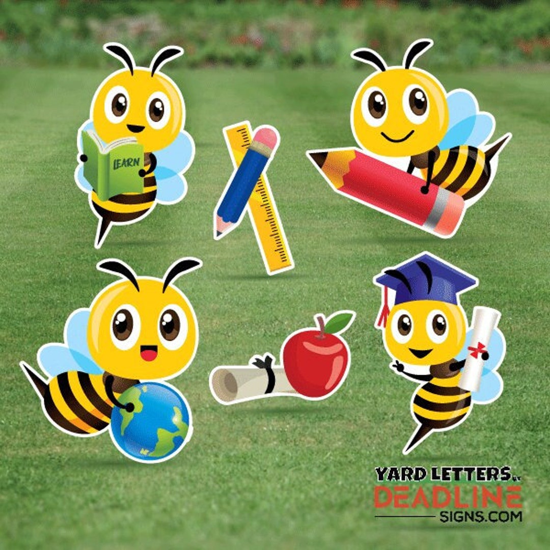 School Themed Bees - Half Sheet Bundle - 6 Piece Yard Sign Set - Etsy