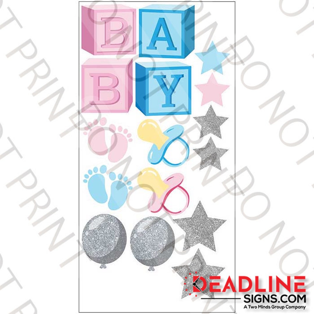 Pink/blue Baby Blocks - Full Sheet Bundle - 16 Piece Yard Sign Set - Etsy