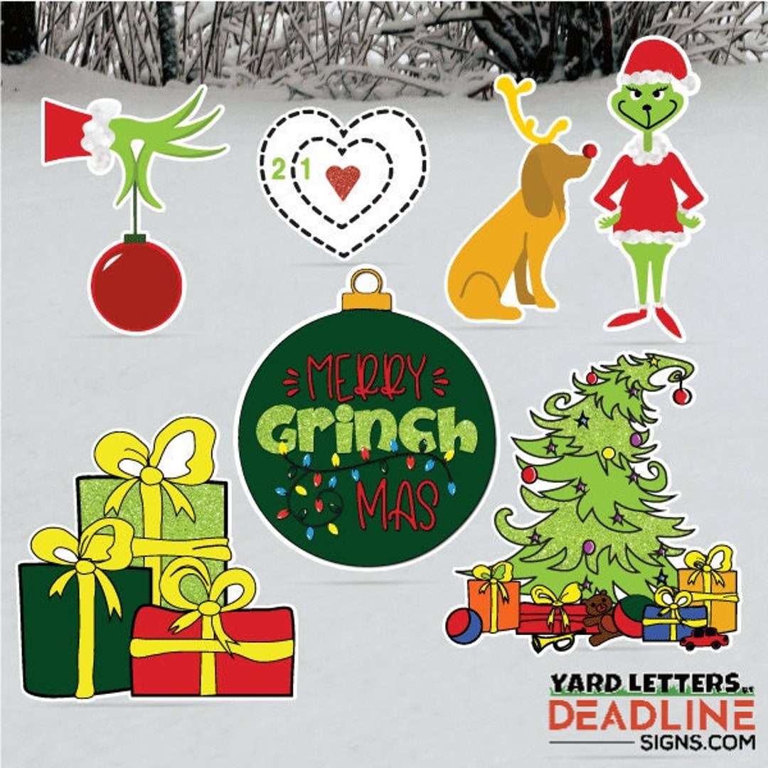 Green Grumpy Christmas Inspired - Full Sheet Bundle - 7 Piece Yard Card ...