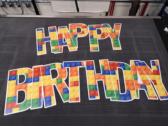 23.5 Inch Happy Birthday Building Blocks 4 Piece Simple | Etsy