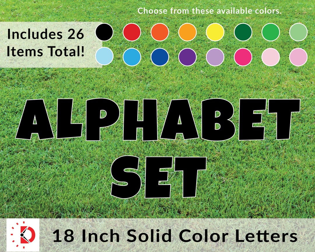 18 Inch Alphabet Set Yard Cards, Solid Color Letters A-Z, Durable ...