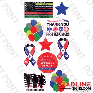 Thank You First Responders - Full Sheet Bundle - 10 Piece Yard Card Set ...