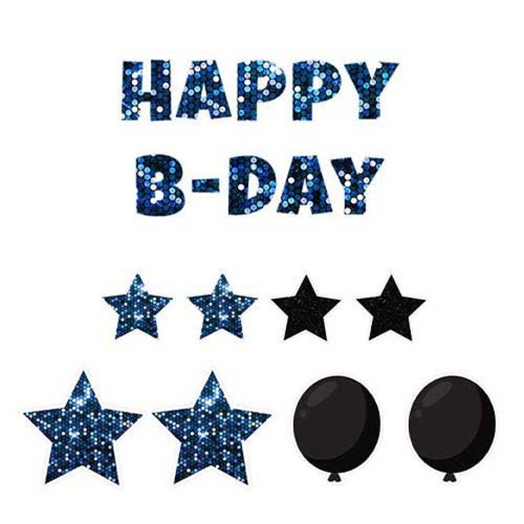 Blue Sequins Happy B-day Sign Bundle 18 Piece Yard Sign Set - Etsy UK