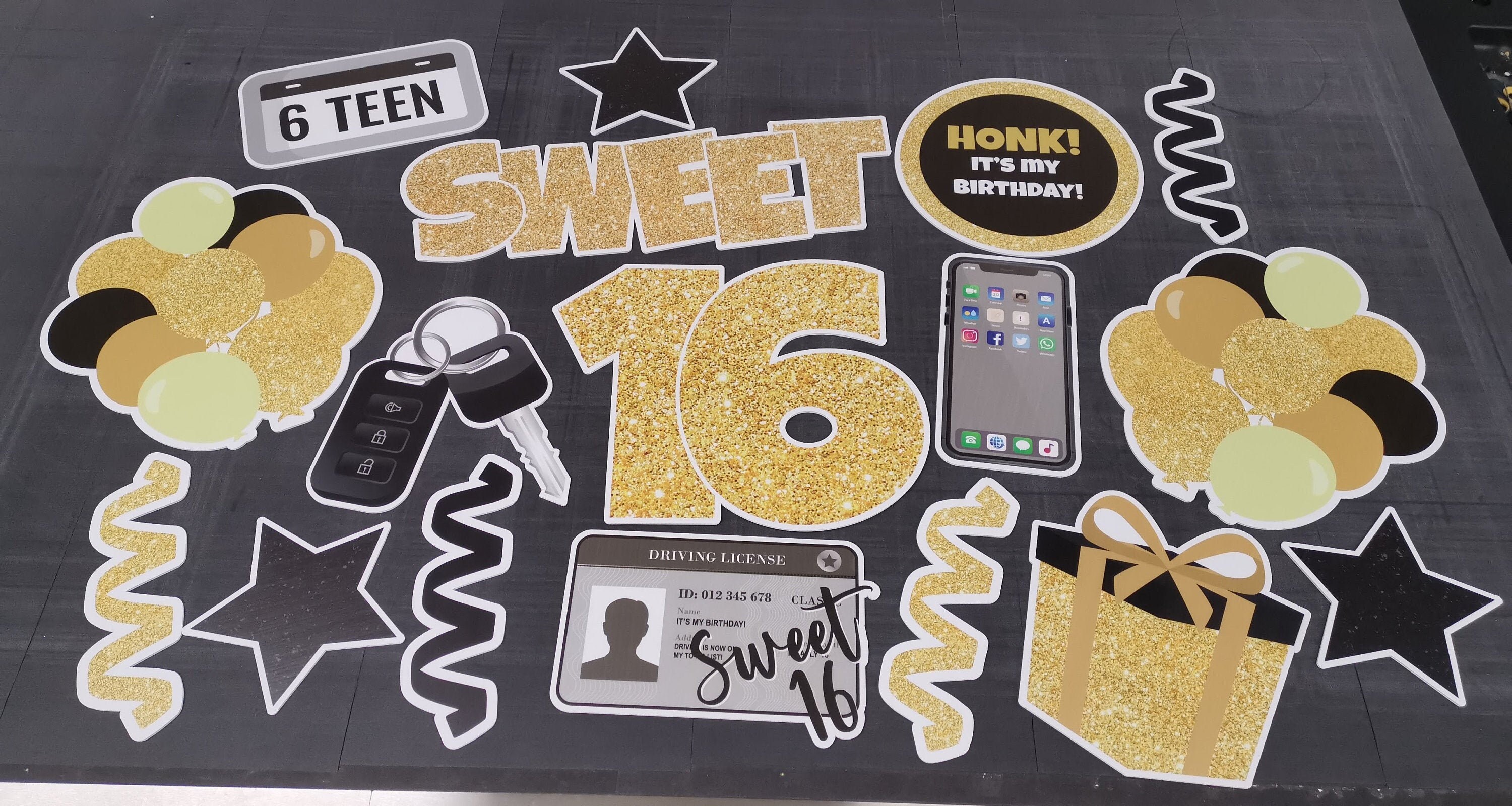 Sweet 16 Gold Glitter Full Sheet Bundle 17 Piece Yard - Etsy