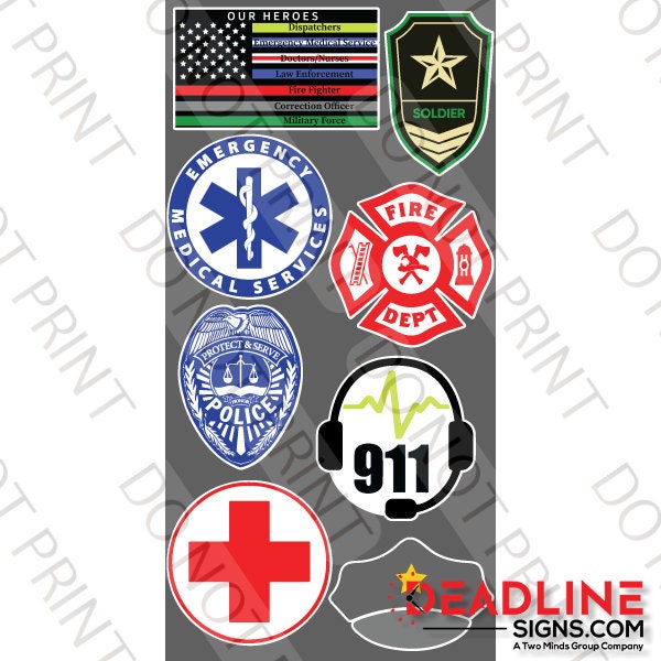 First Responder Symbols Full Sheet Bundle 8 Piece Yard - Etsy