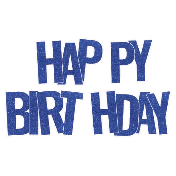 23.5 Inch Happy Birthday Dark Blue Glitter 4 Piece Simple | Etsy
