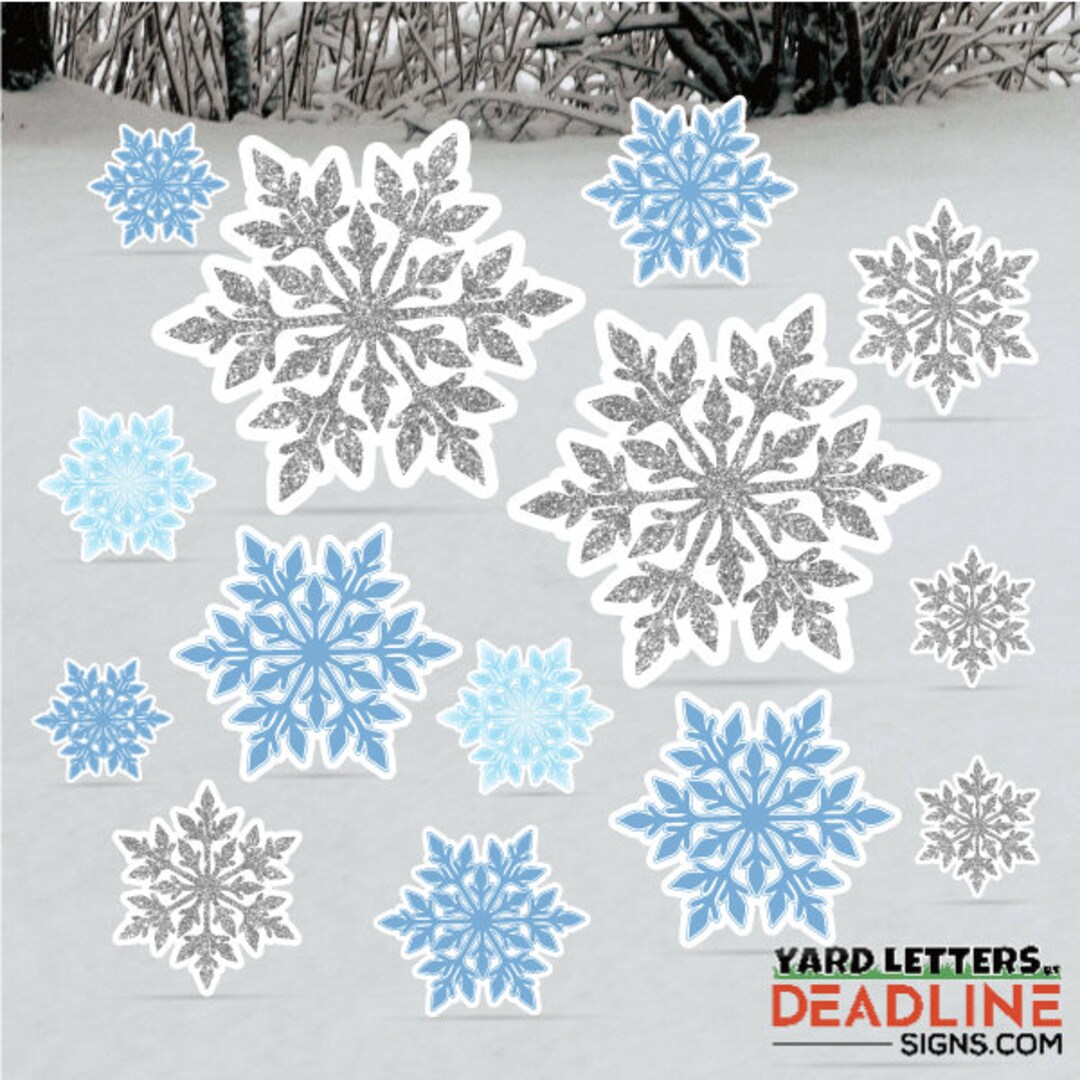 Snowflakes - Blue/silver - Half Sheet Bundle - 14 Piece Yard Card Set ...