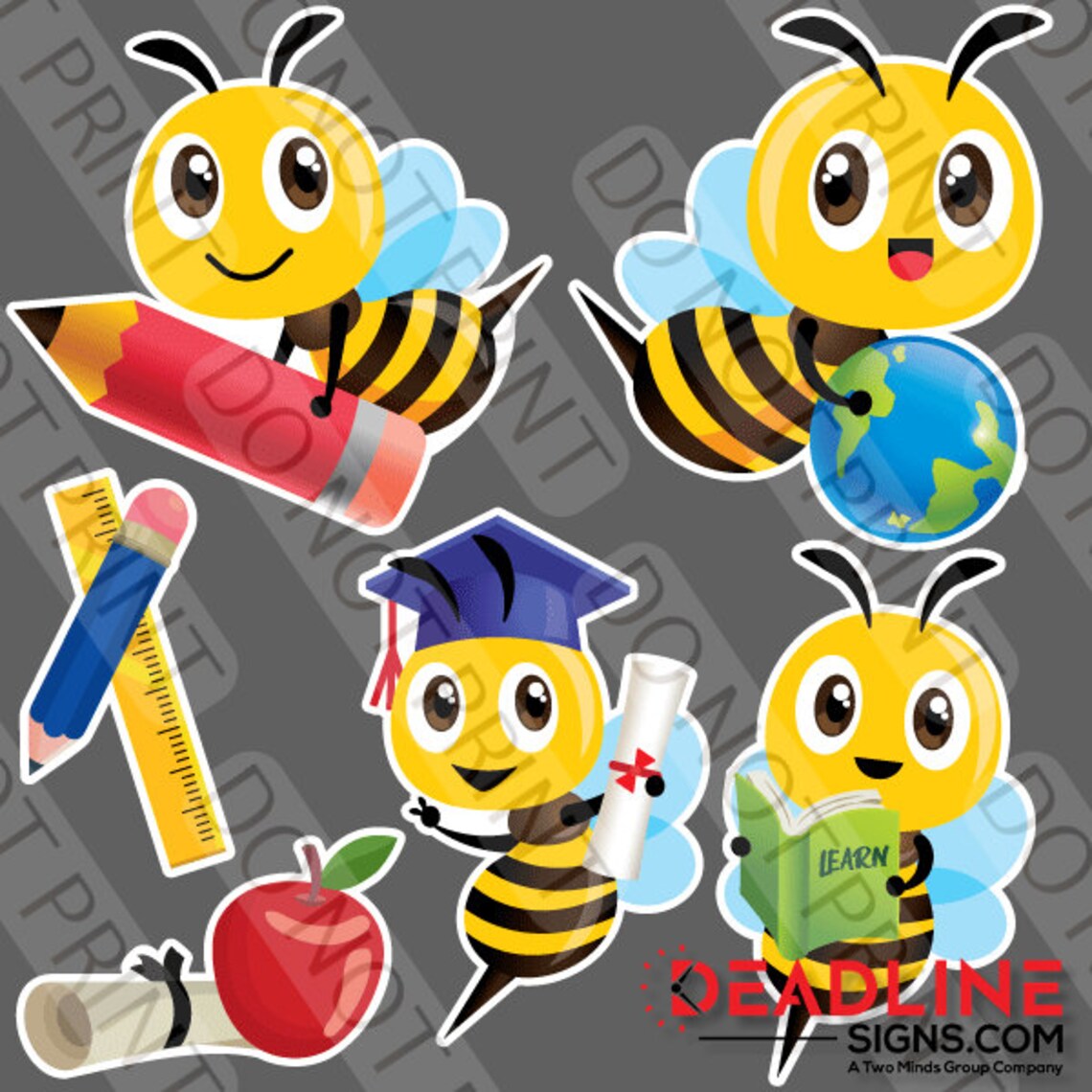 School Themed Bees - Half Sheet Bundle - 6 Piece Yard Sign Set - Etsy