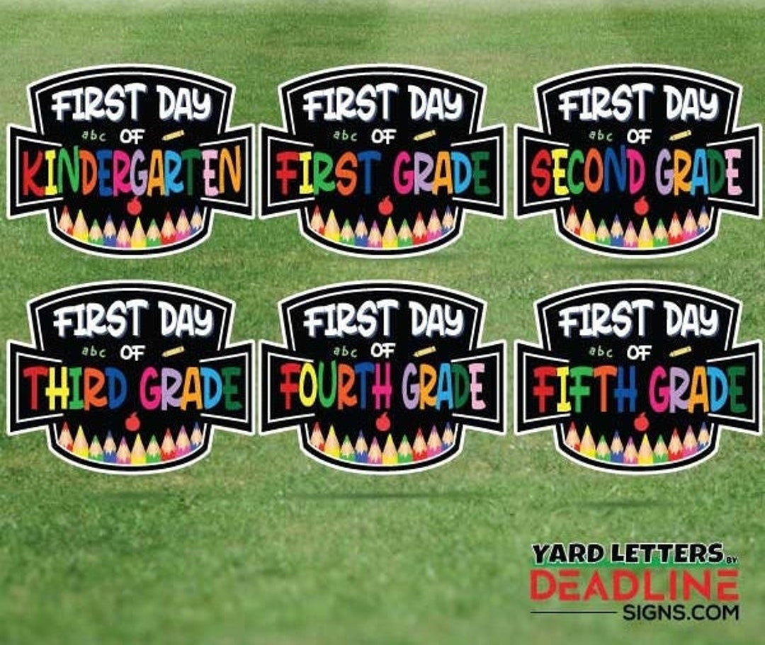 24 Inch First Day of School Signs - K-5 - 6 Piece Yard Sign Set - Etsy