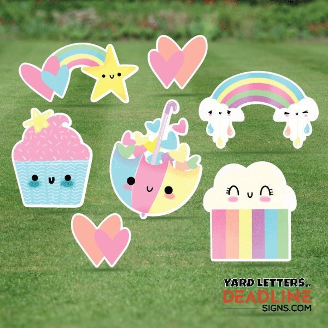 Precious Pastel Rainbow - Half Sheet Bundle - 7 Piece Yard Card Set - Etsy