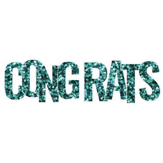 23.5 Inch Congrats Teal Chunky Glitter 2 Piece Simple Set | Etsy