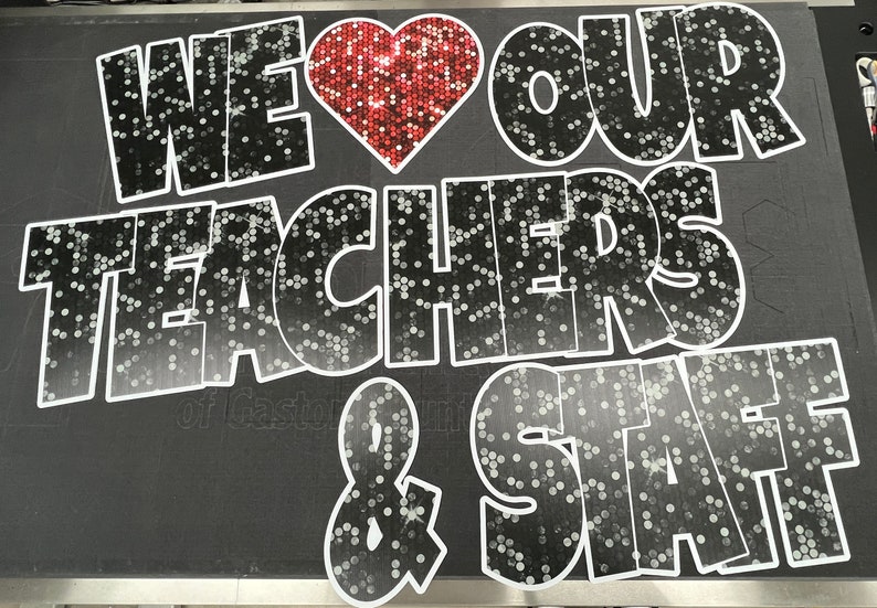 We Love Our Teachers Staff Appreciation Red/black Sequins - Etsy