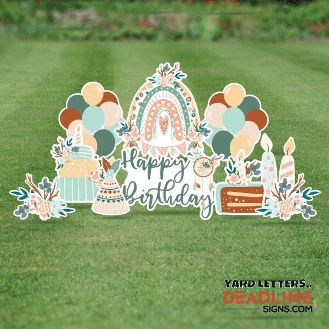 Boho Themed Birthday - Full Sheet Bundle - 11 Piece Yard Card Set - Etsy