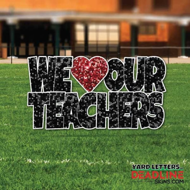 We Love Our Teachers Staff Appreciation Red/black Sequins - Etsy