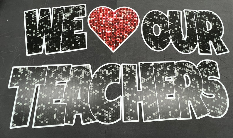 We Love Our Teachers Staff Appreciation Red/black Sequins - Etsy