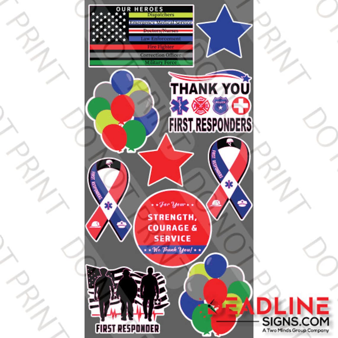 Thank You First Responders Full Sheet Bundle 10 Piece Yard - Etsy