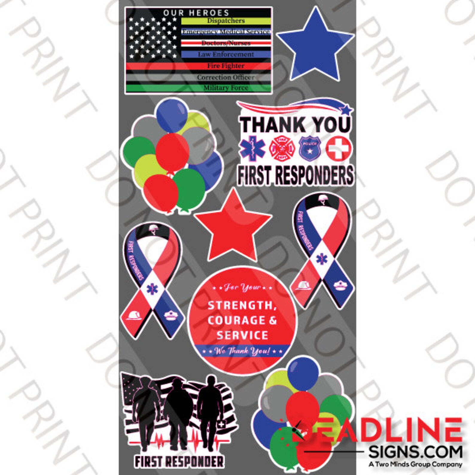 Thank You First Responders Full Sheet Bundle 10 Piece Yard - Etsy