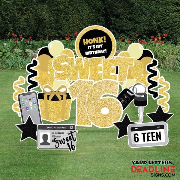 Sweet 16 Gold Glitter Full Sheet Bundle 17 Piece Yard | Etsy