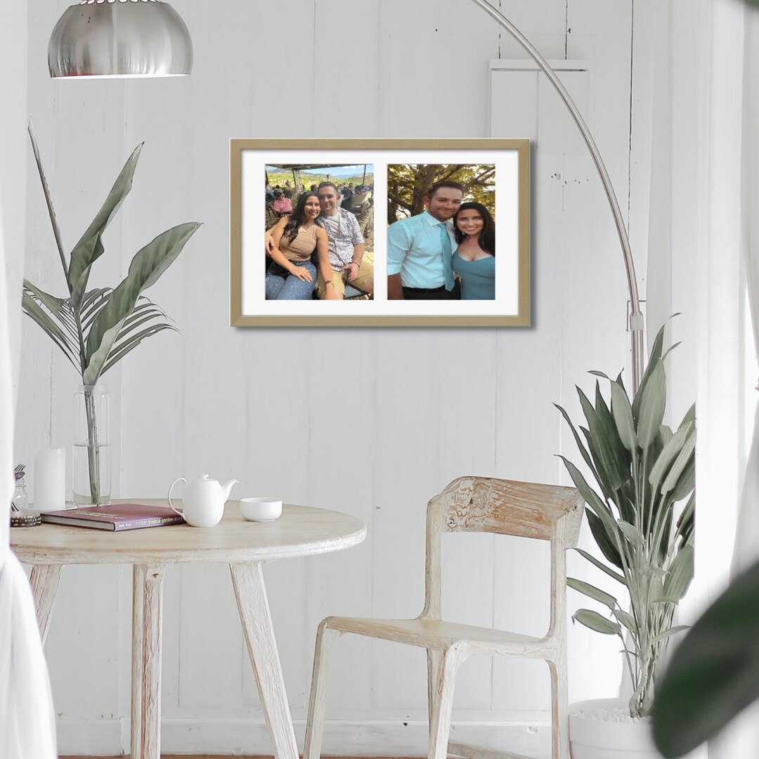 12x20 Picture Frame Collage - Holds Two 8x10 Photos - Solid Hardwood ...