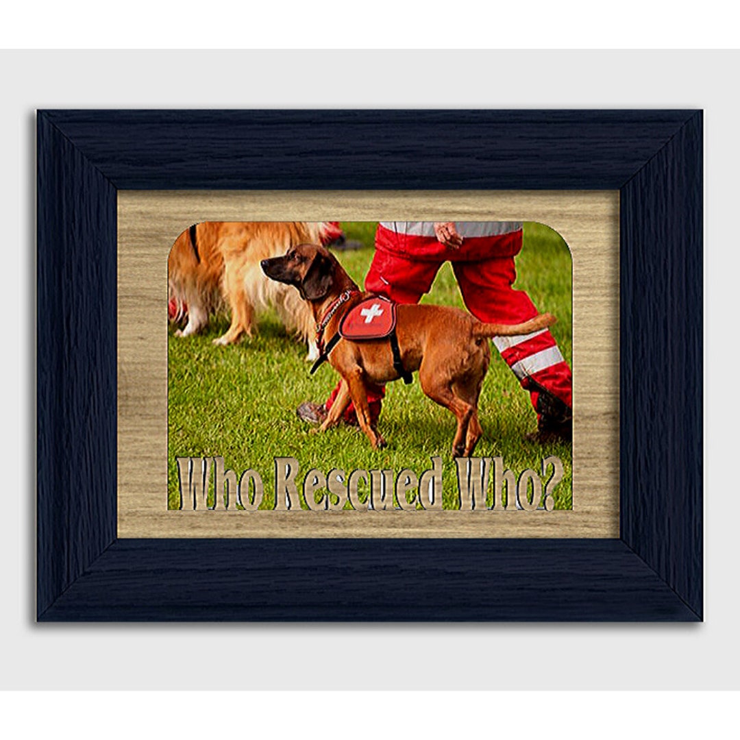 Who Rescued Who? Tabletop Picture Frame - Pet Photo Frame - Holds 4x6 ...