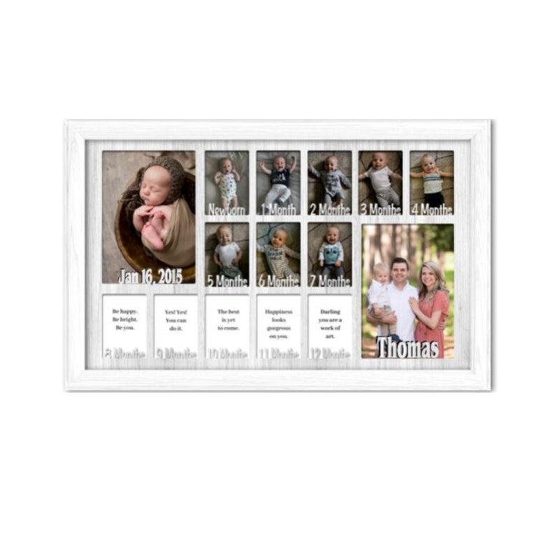 Baby First Year Personalized Frame - Holds Thirteen 2.5" X 3.5" Newborn ...