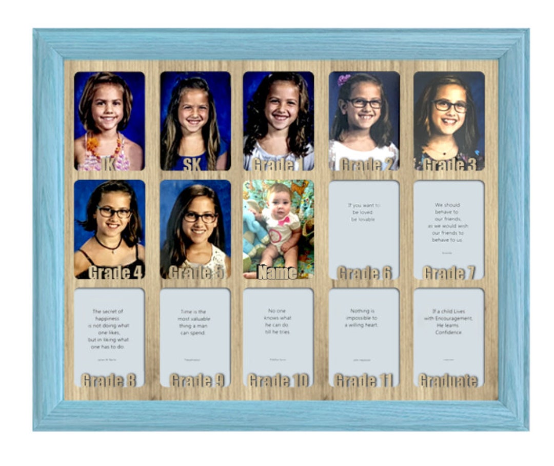 School Years Picture Frame - JK SK Grade 1 Etc. - Personalized - Holds ...