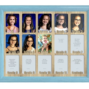 School Years Picture Frame - JK SK Grade 1 Etc. - Personalized - Holds ...