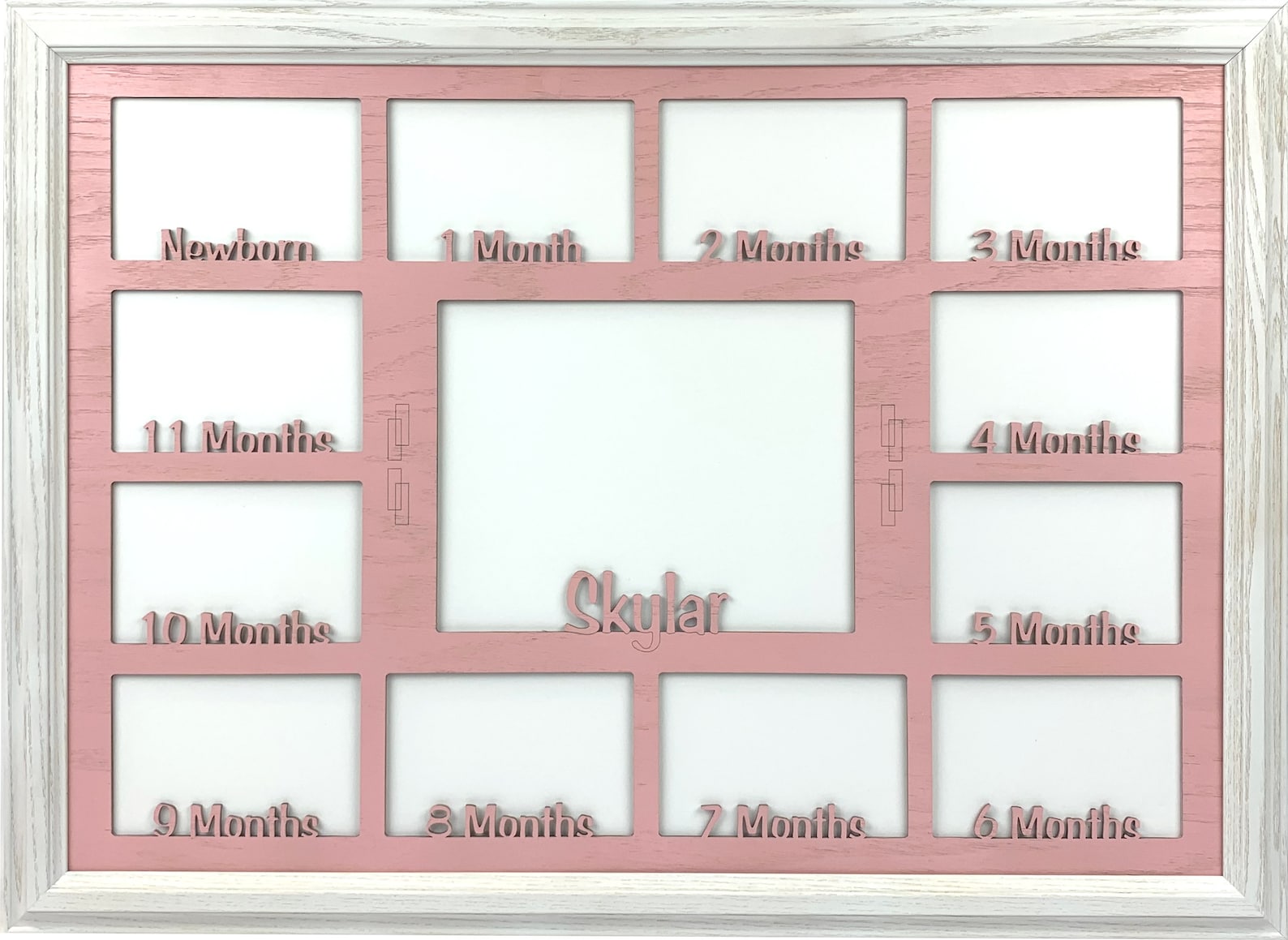 Baby First Year Picture Frame - 4x6 Pictures 8x10 Center - Personalized ...