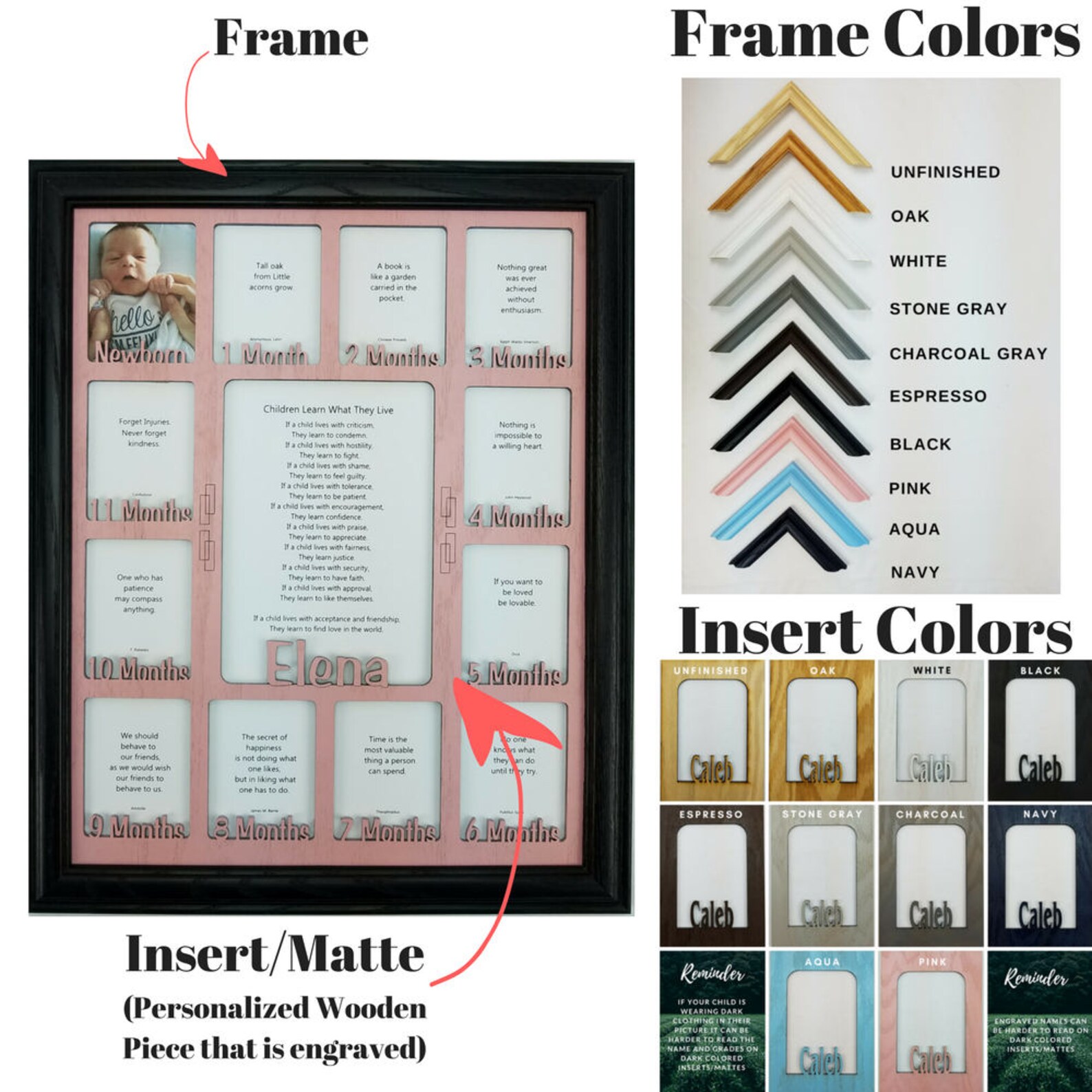 Baby First Year Personalized Frame Holds Twelve 2.5 X | Etsy