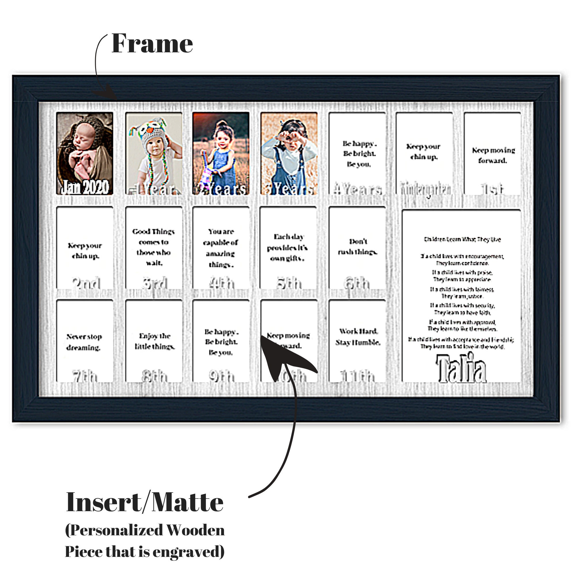 School Years Picture Frame Personalized Name and Date Full - Etsy