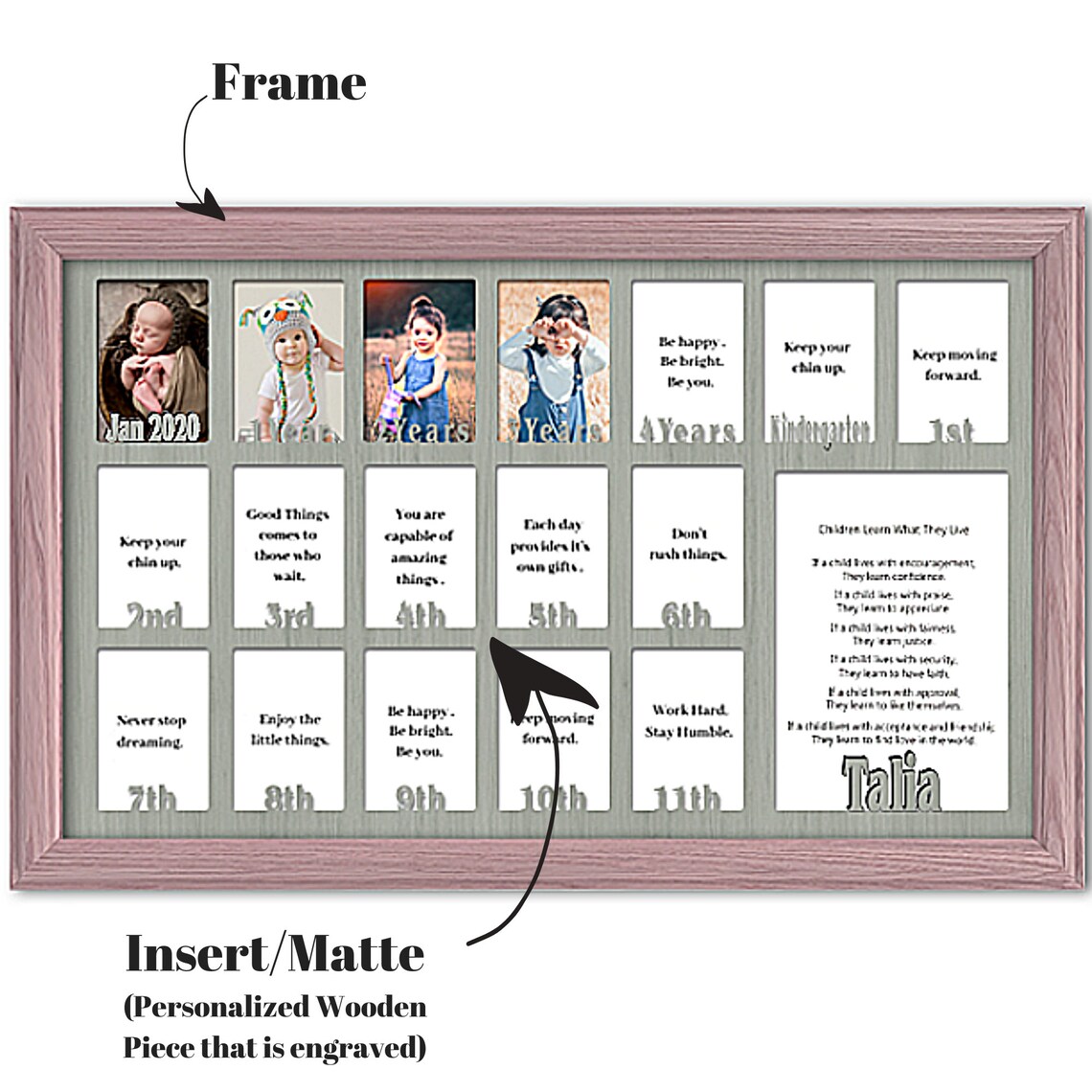 School Years Picture Frame Personalized Name and Date Full | Etsy