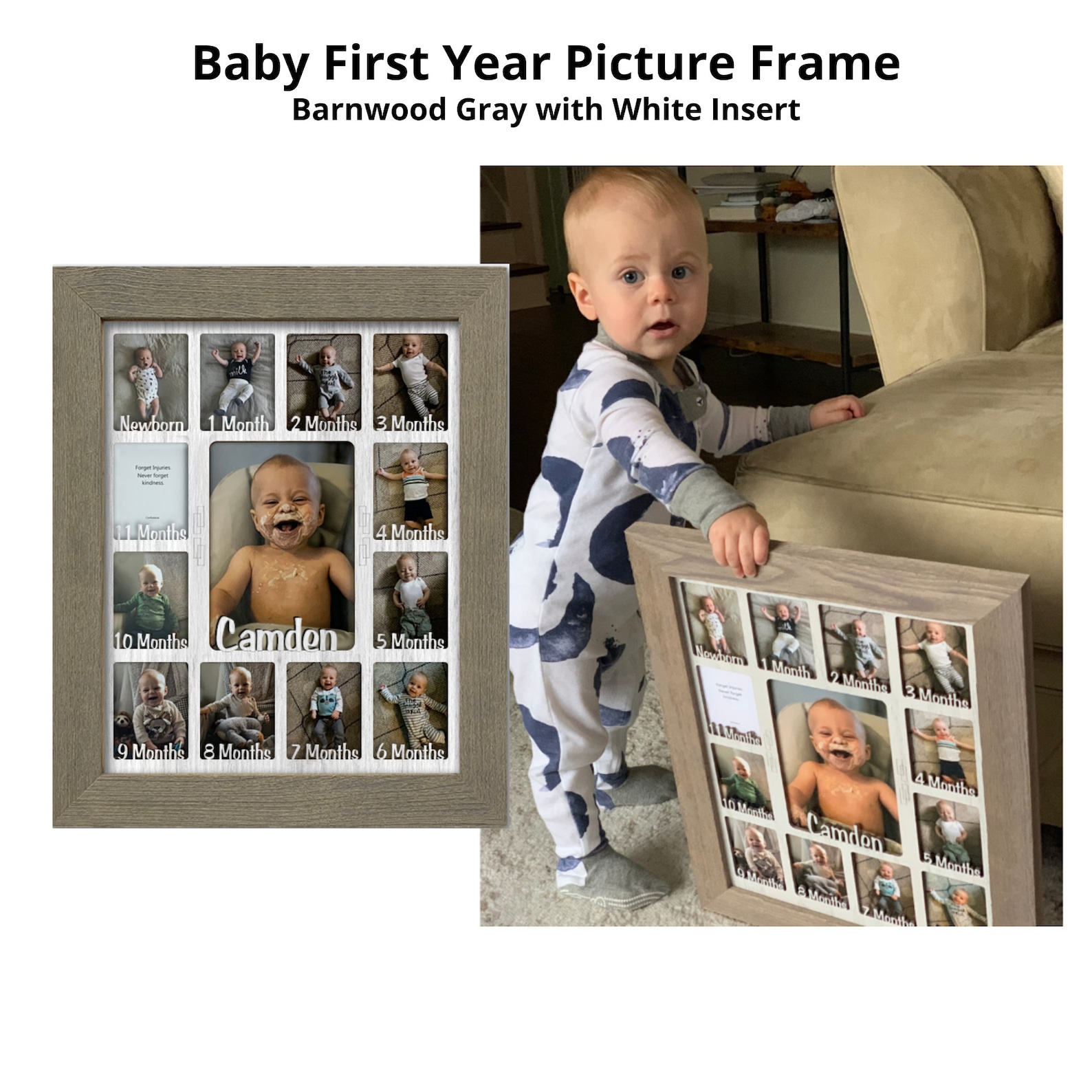 Baby First Year Personalized Frame Holds Twelve 2.5 X 3.5 Newborn ...