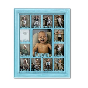 Baby First Year Personalized Frame - Holds Twelve 2.5" X 3.5" Newborn ...