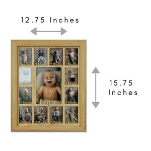 Baby First Year Personalized Frame - Holds Twelve 2.5" X 3.5" Newborn ...