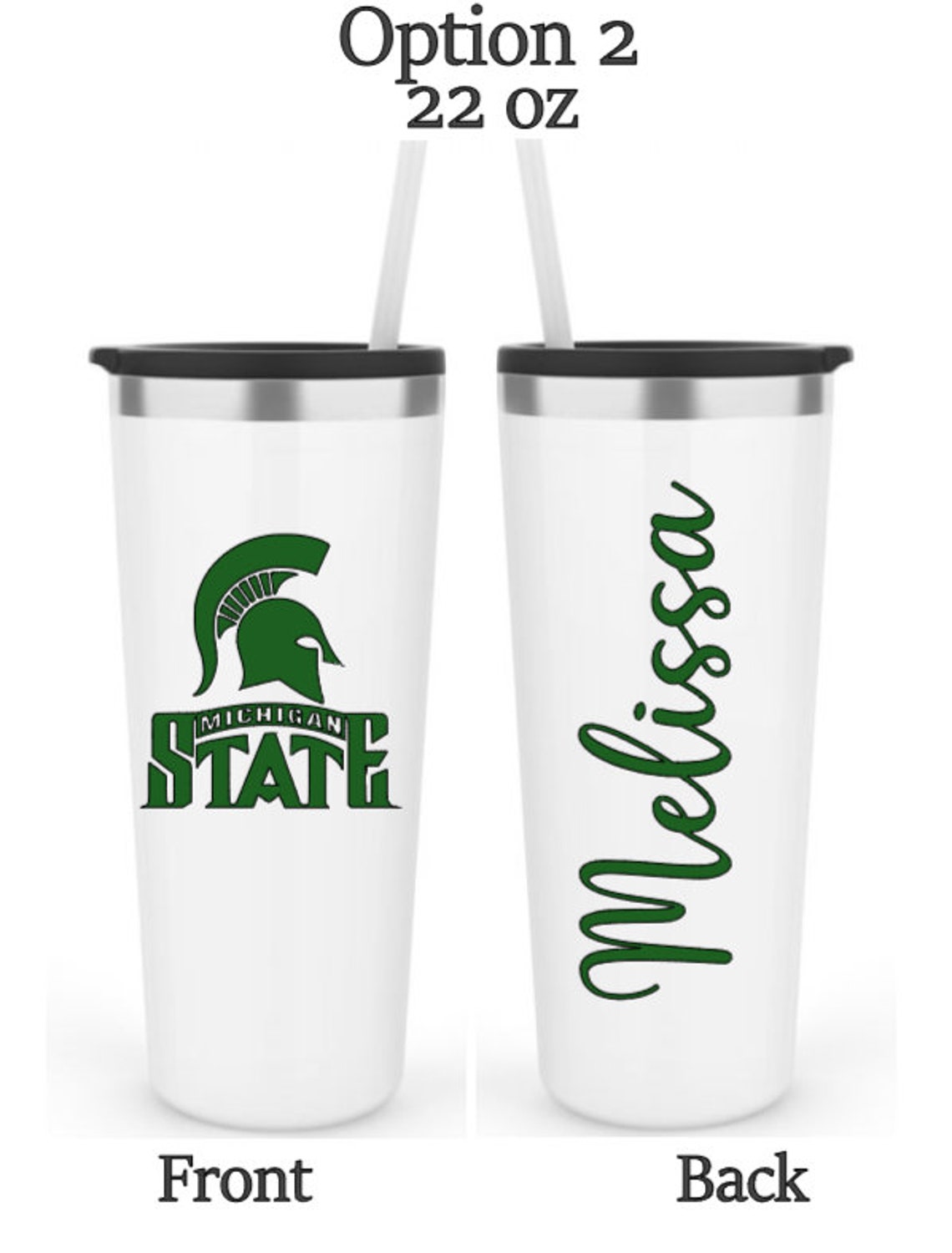 Michigan State University Tumbler W/ Straw MSU Tumbler W/ - Etsy