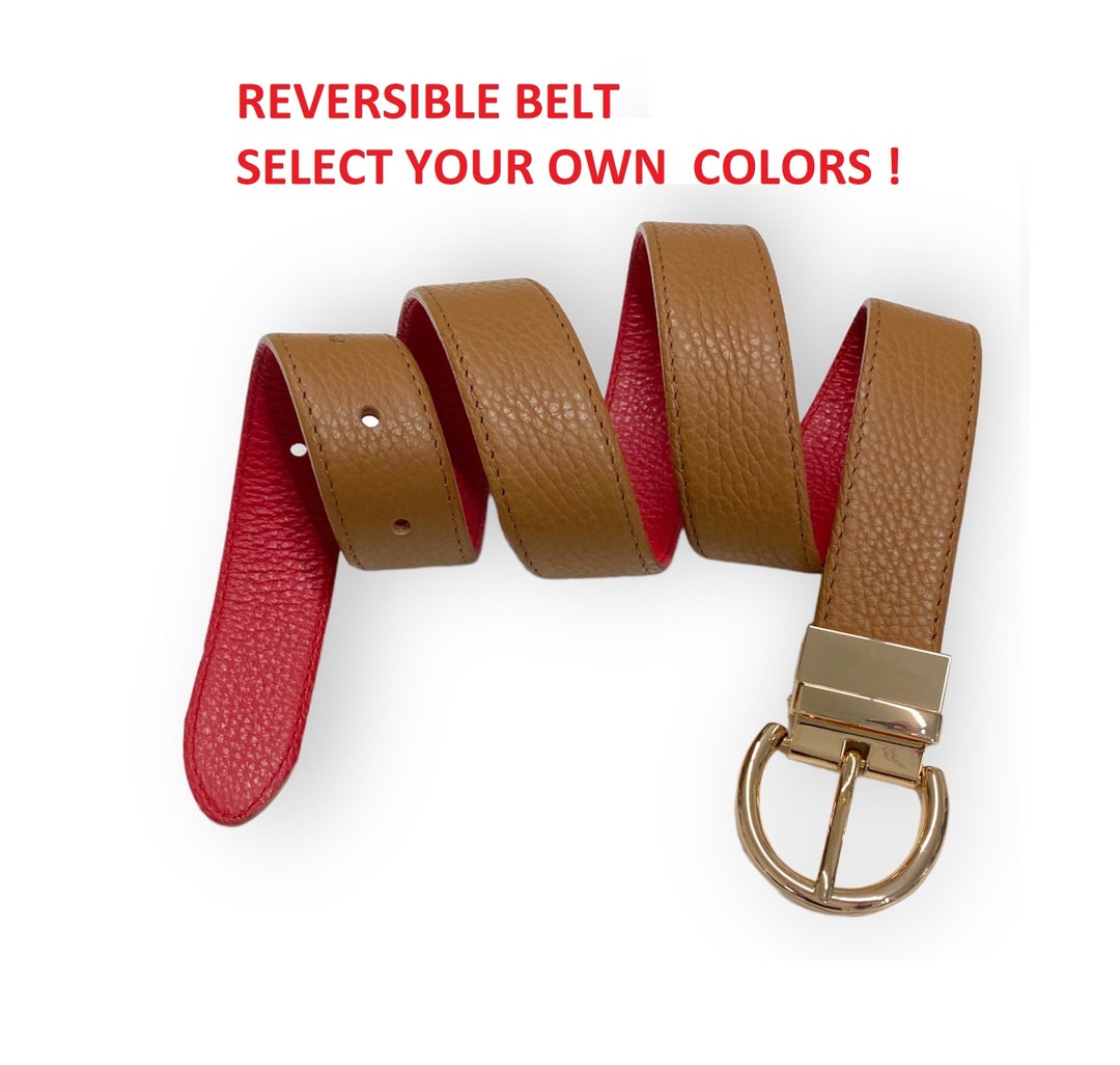 Reversible Women Belt Ladies Leather Belt Belt Buckle Swivel Two-tone ...