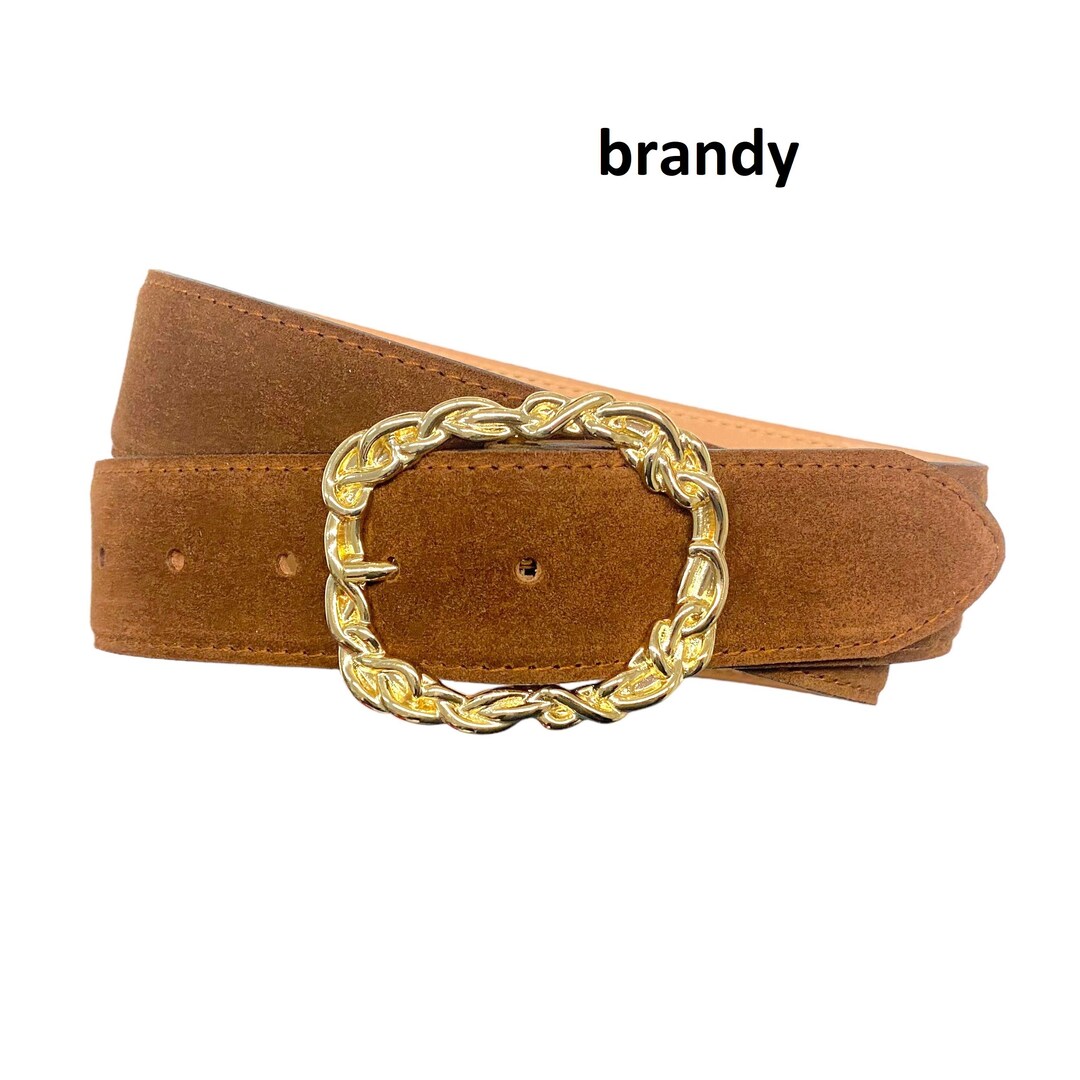 Leather Belt With Gold Decorative Buckle Women's Belt Made of Suede ...