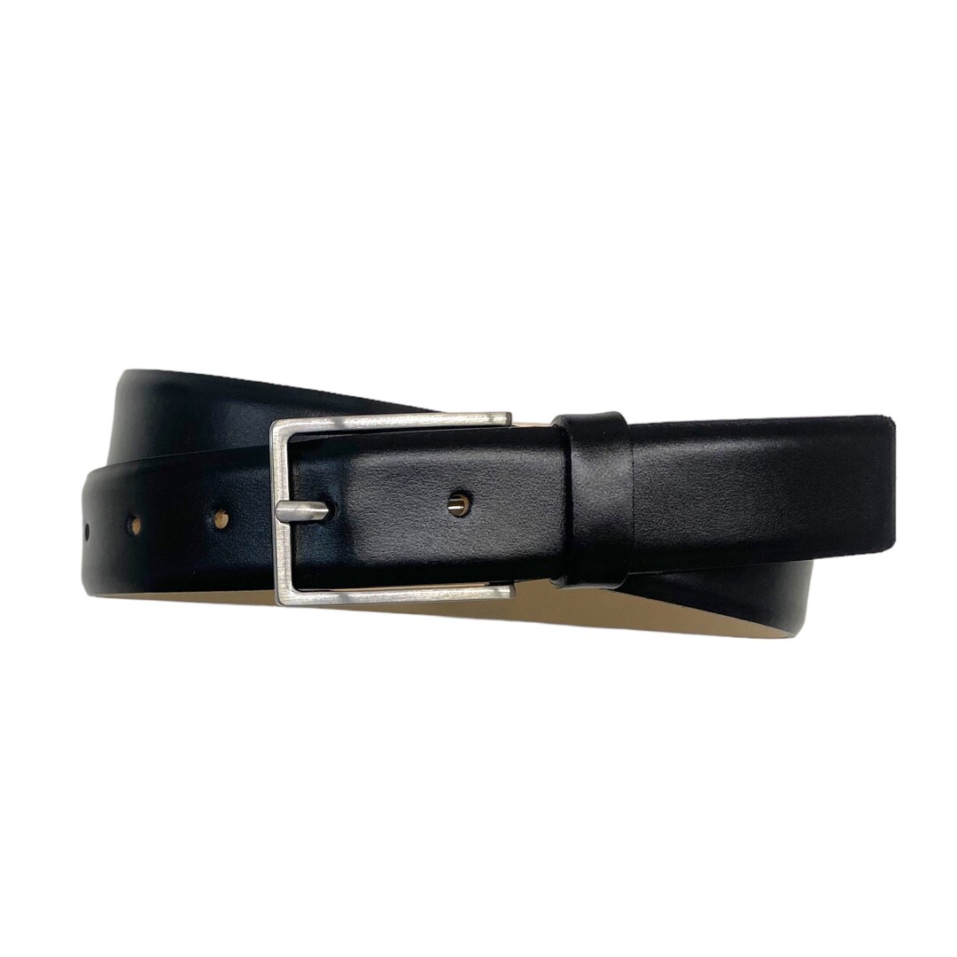 Men's Belt Leather Fine Belt Buckle Black Elegant Leather Belt Business ...