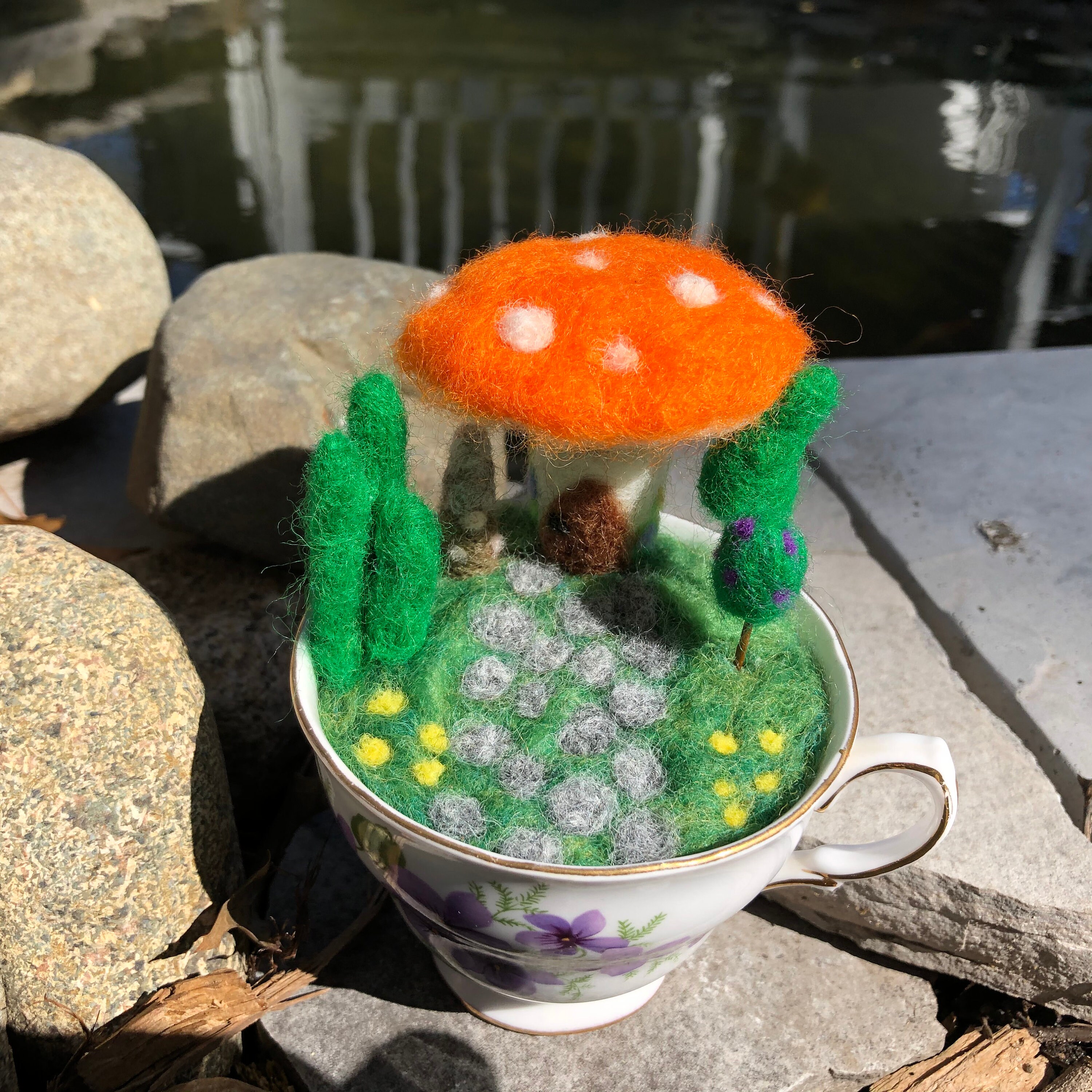 Teacup Fantasy Needle Felted Scene Pin Cushion Home Decor - Etsy