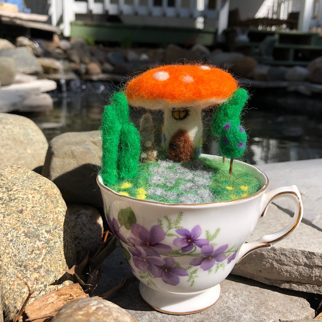 Teacup Fantasy Needle Felted Scene Pin Cushion Home Decor - Etsy