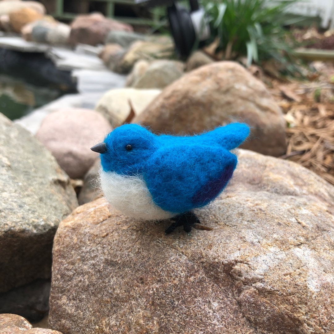 Needle Felt Felted Blue Bird Bluebird Wool - Etsy