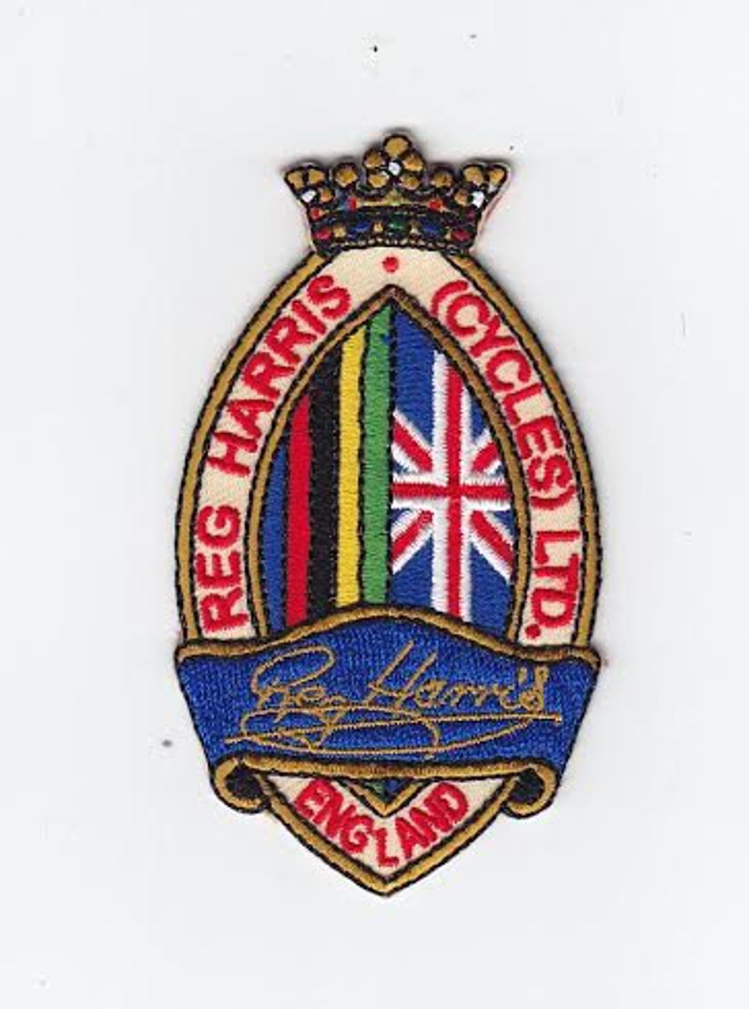 Reg Harris Bicycle Head Badge Vintage Design Embroidered Patch, Very ...