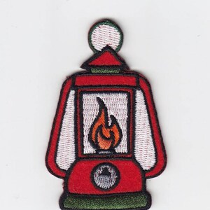 Ole Camping Lantern Embroidered Patches - 2 Types Red & Green Styles ...
