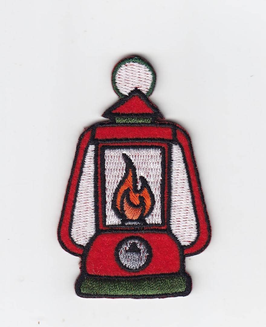 Ole Camping Lantern Embroidered Patches - 2 Types Red & Green Styles ...