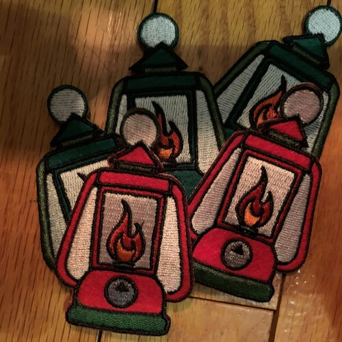Ole Camping Lantern Embroidered Patches 2 Types Red & Green - Etsy