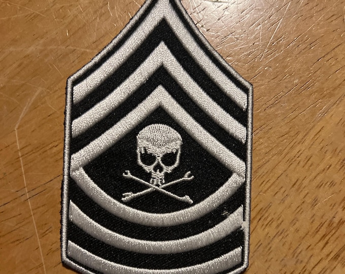 US Master Sergeant at Arms Skull Biker Motorcycle Patch Military Morale ...