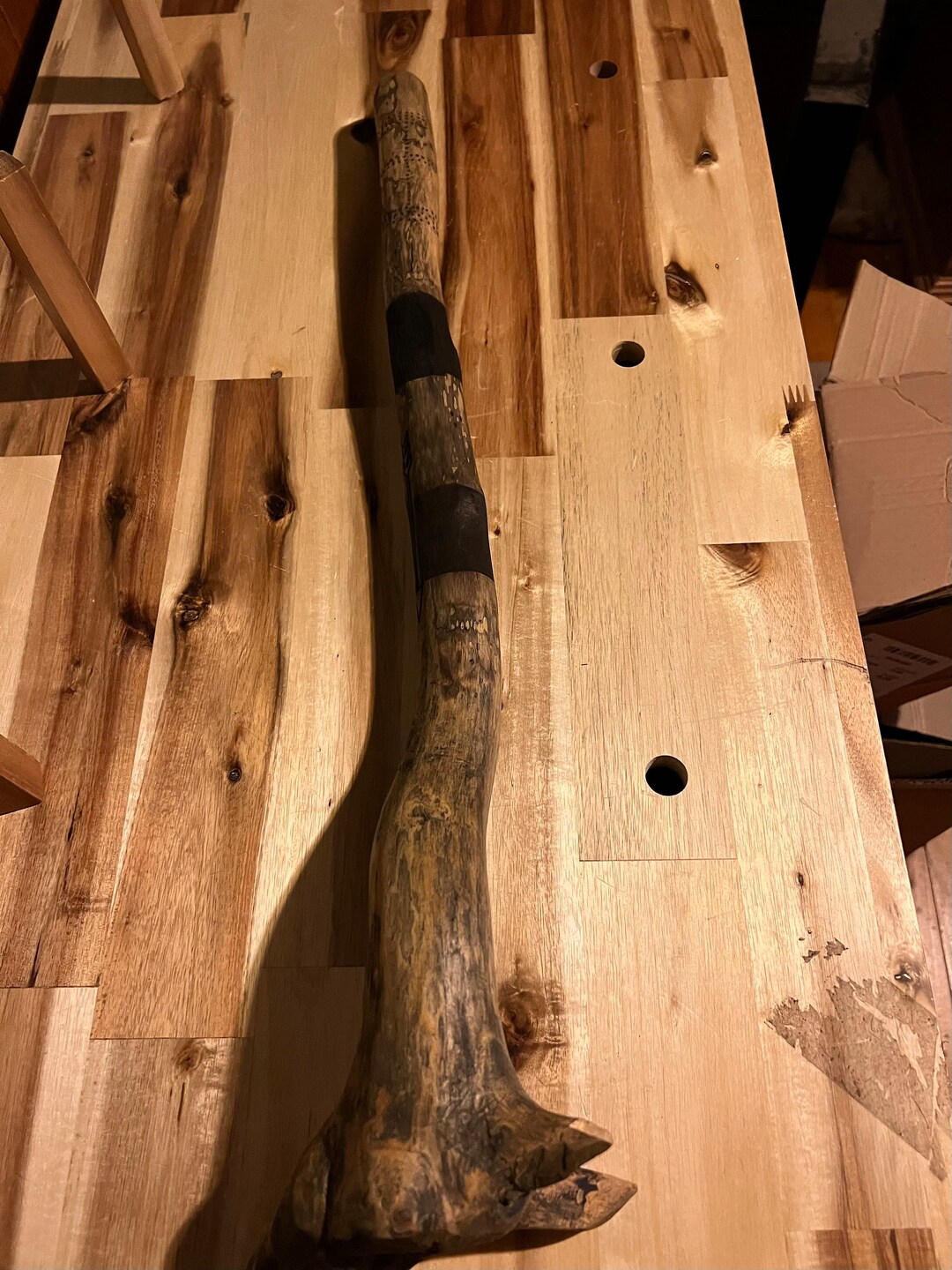 Native American Penobscot Wooden Cermonial Staff With Carvings Wakanabi ...