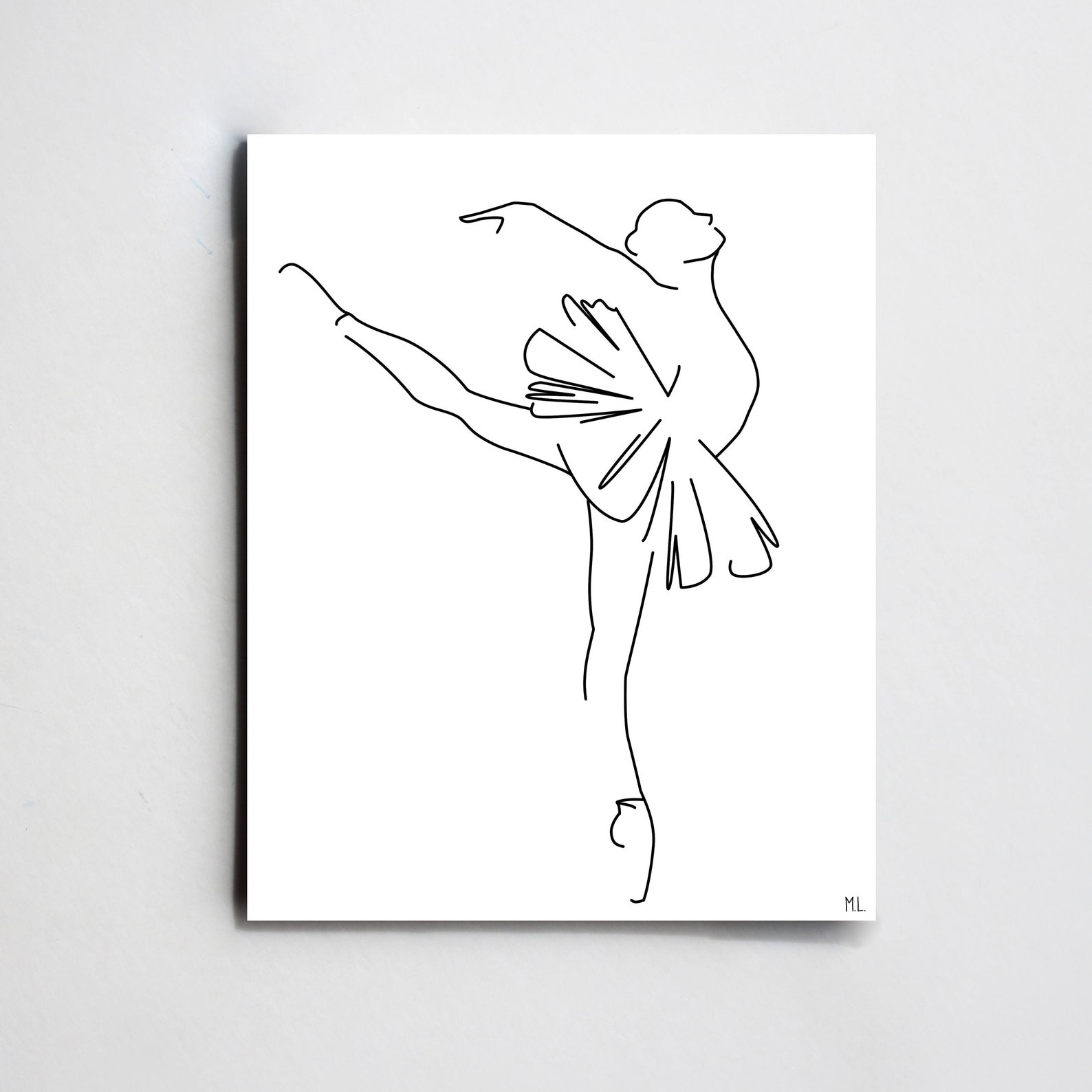 Printable One Line Ballerina Drawing Ballerina Ink Sketch | Etsy